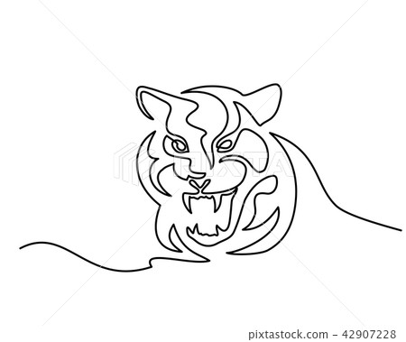 Continuous one line drawing Tiger symbol logo-插圖素材 [42907228] - PIXTA圖庫