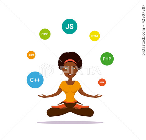 Programmer girl character - Stock Illustration [42907887] - PIXTA
