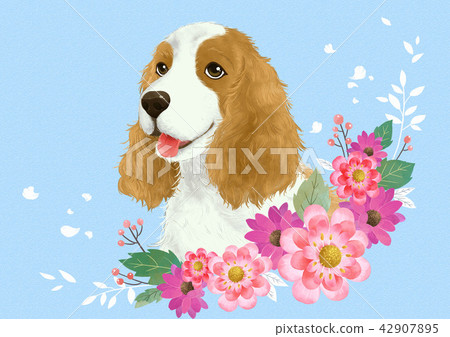 Vector - lovely pets with flowers vector... - Stock Illustration ...