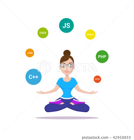 Programmer girl character - Stock Illustration [42910833] - PIXTA