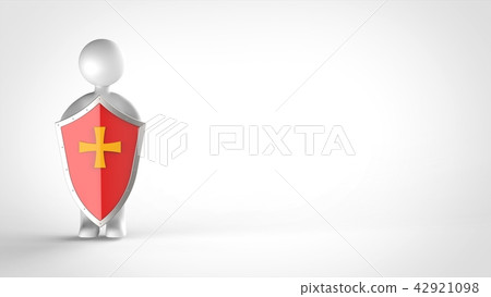 Person with a shield Front right copy space - Stock Illustration ...