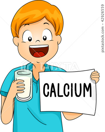 Kid Boy Milk Calcium Illustration - Stock Illustration [42926559] - PIXTA