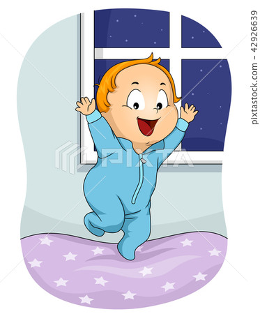 Toddler Boy Restless Night Illustration - Stock Illustration [42926639 ...