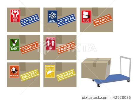 Courier box. A handle sticker. - Stock Illustration [42928086] - PIXTA