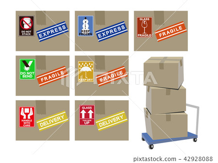 Courier box. A handle sticker. - Stock Illustration [42928088] - PIXTA