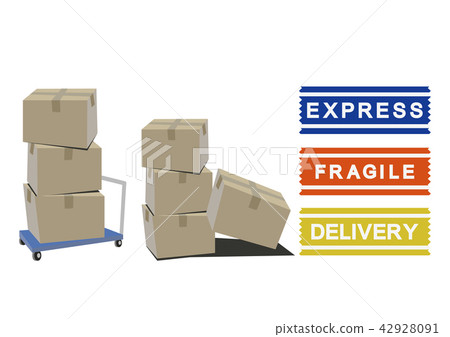 Courier box. A handle sticker. - Stock Illustration [42928091] - PIXTA
