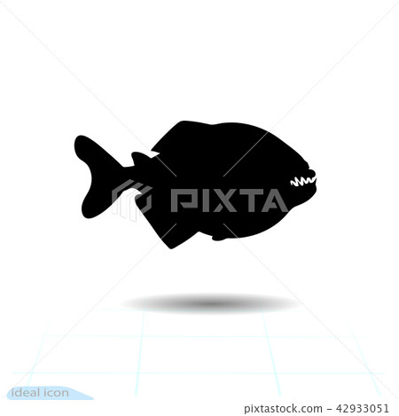 Piranha, pacu fish icon illustration vector - Stock Illustration ...