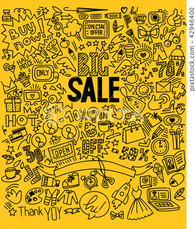 Hand drawing Shopping vertical background-插圖素材 [42946400] - PIXTA圖庫