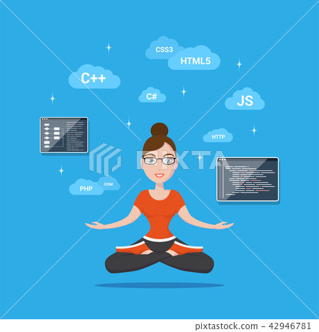 Programmer girl character-插圖素材 [42946781] - PIXTA圖庫