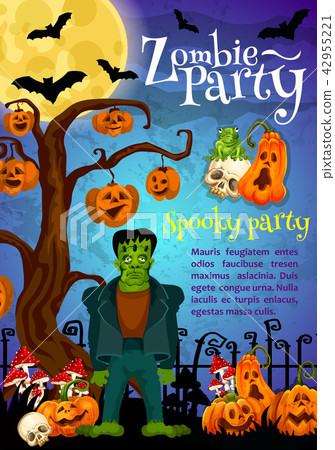 Zombie party banner for Halloween holiday design - Stock Illustration ...