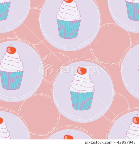 Beautiful yummy cupcake seamless background... - Stock Illustration ...