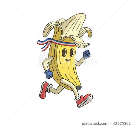 Banana runner run on a marathon race. - Stock Illustration [42975561 ...