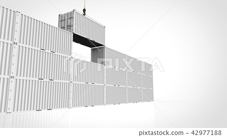 Loading of white containers Right copy space - Stock Illustration ...