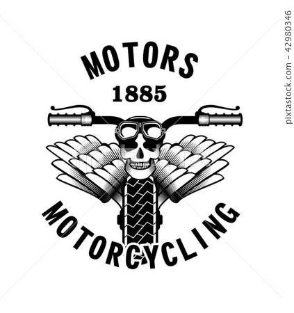 motorcycle ribbon emblem - Stock Illustration [42980346] - PIXTA