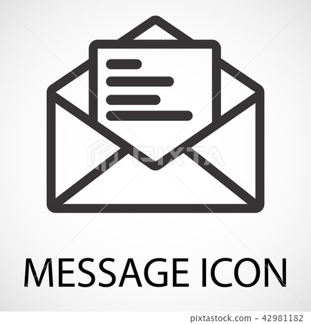 Simple message envelope line art icon, vector - Stock Illustration ...