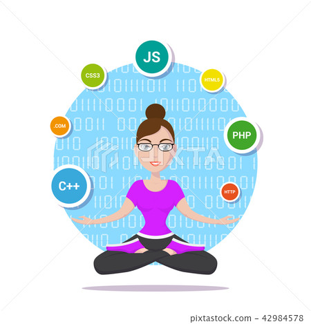 Programmer girl character - Stock Illustration [42984578] - PIXTA