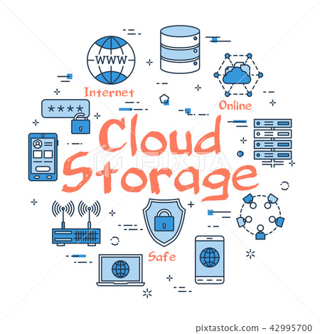 Blue round Cloud Storage concept - Stock Illustration [42995700] - PIXTA