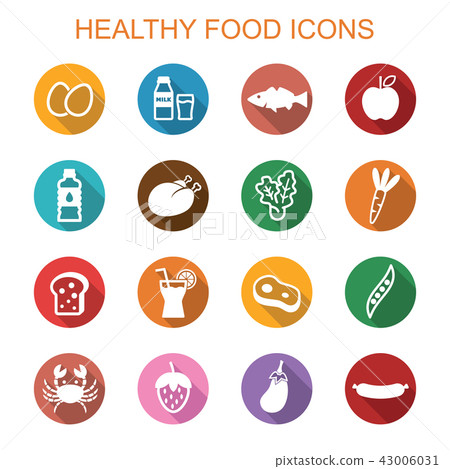healthy food long shadow icons - Stock Illustration [43006031] - PIXTA