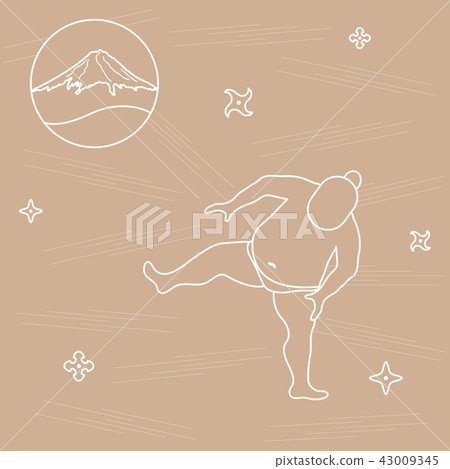 sumo wrestler, shurikens and mountain Fuji - Stock Illustration ...