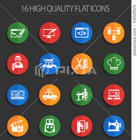 courses 16 flat icons - Stock Illustration [43009925] - PIXTA