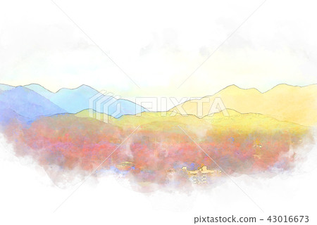 Abstract Mountain hill on watercolor painting. - Stock Illustration ...