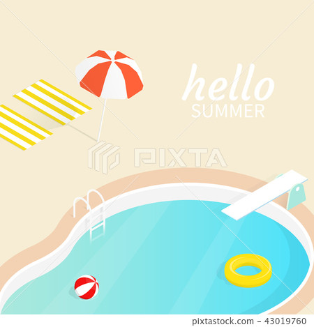 hello summer isometric curve pool float Beach ball - Stock Illustration ...