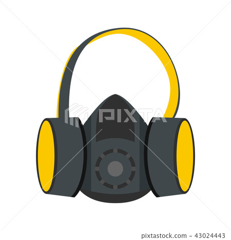 Protective ear muffs and respirator flat icon - Stock Illustration ...