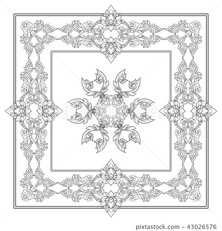 Square pattern with decorative outline elements... - Stock Illustration ...
