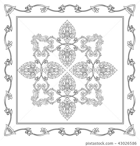 Square pattern with decorative outline elements... - Stock Illustration ...