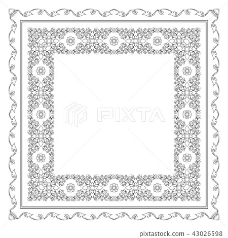 Square pattern with decorative outline elements... - Stock Illustration ...
