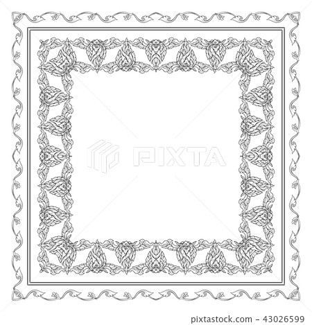 Square pattern with decorative outline elements... - Stock Illustration ...