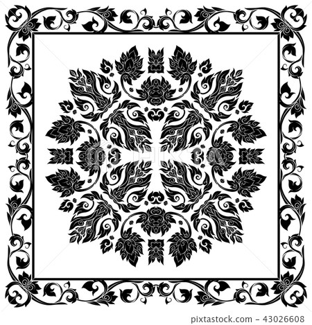 Square pattern with decorative outline elements... - Stock Illustration ...
