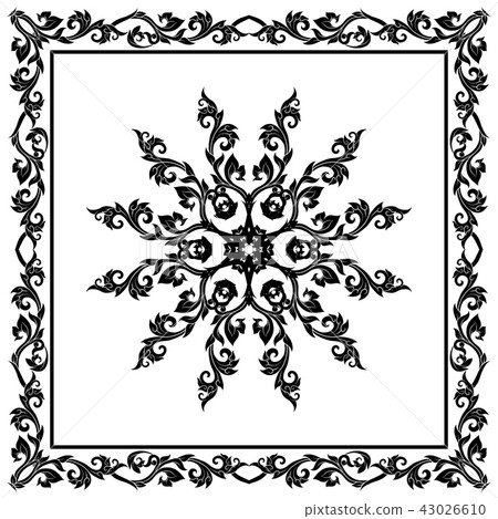 Square pattern with decorative outline elements... - Stock Illustration ...