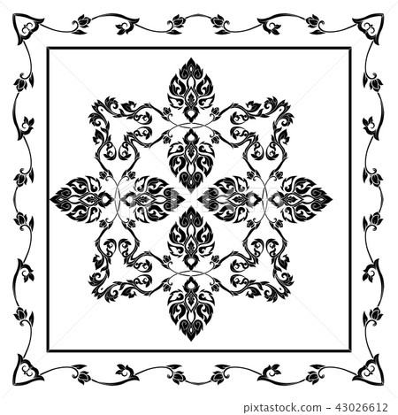 Square pattern with decorative outline elements... - Stock Illustration ...