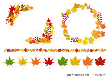 Autumn leaves frame and icon set - Stock Illustration [43028948] - PIXTA