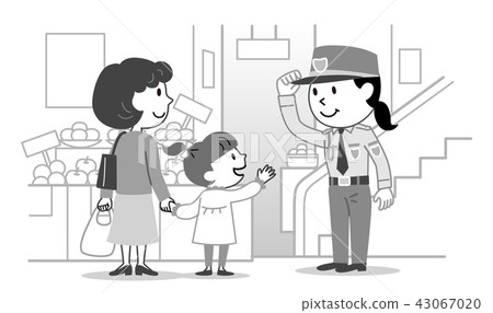 Female security guard shopper monochrome... - Stock Illustration ...