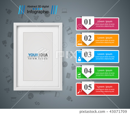 Frame, photo. Five items - paper infographic. - Stock Illustration ...