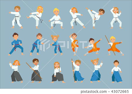 Kids On Martial Arts Training - Stock Illustration [43072665] - PIXTA
