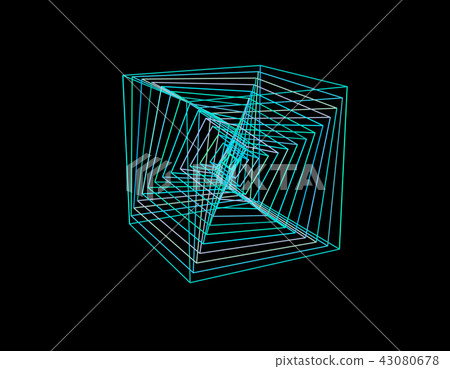 Abstract cube of lines. Isolated on black - Stock Illustration ...