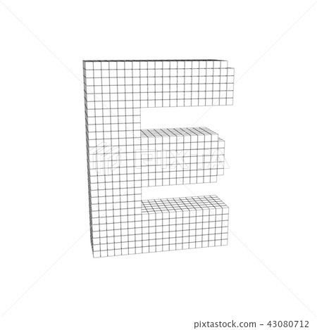 3d pixelated capital letter E. Vector outline - Stock Illustration ...