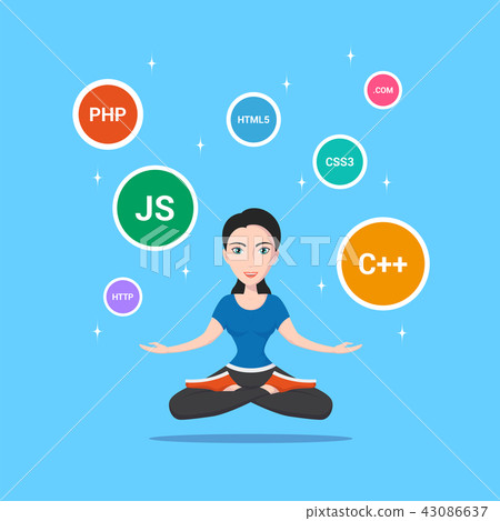 Programmer girl character - Stock Illustration [43086637] - PIXTA