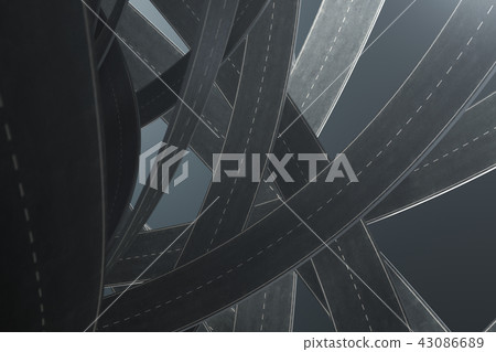 Tangled roads, on grey background. Abstract... - Stock Illustration ...