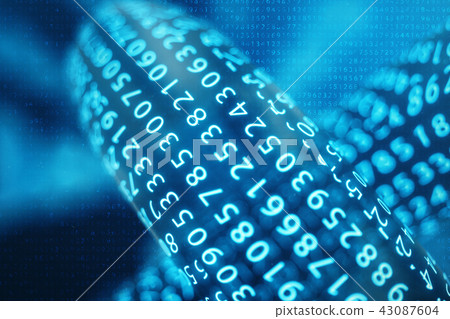 3D illustration digital block chain code. Low... - Stock Illustration ...