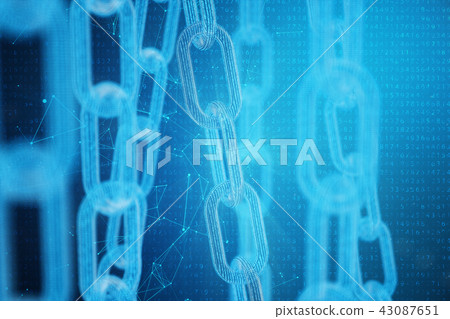 3D illustration digital block chain code. Low... - Stock Illustration ...