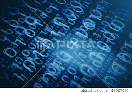 3D illustration binary code on blue background.... - Stock Illustration ...
