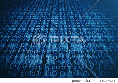 3D illustration binary code on blue background.... - Stock Illustration ...