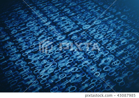 3D illustration binary code on blue background.... - Stock Illustration ...
