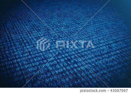 3D illustration binary code on blue background.... - Stock Illustration ...