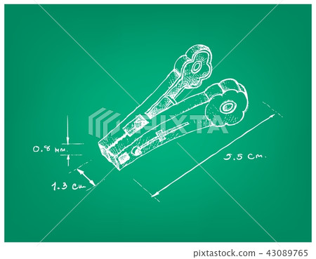 Hand Drawn Dimension of Clothespin or Clothes Peg - Stock Illustration ...