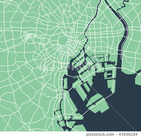 Tokyo Bay Area (Around Tokyo Bay) Road Map - Stock Illustration ...